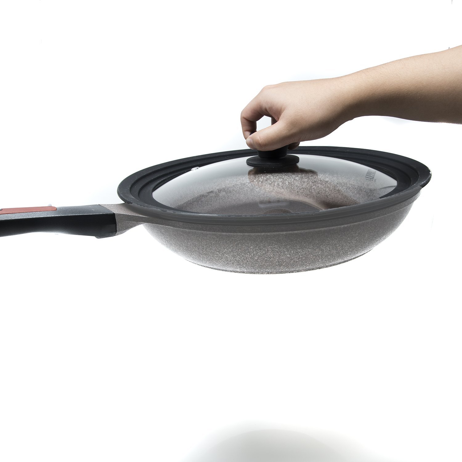 Alpha Living Universal Silicone Cookware Pots and Pans Vented Tempered Glass-Graduated Lid with Easy Grip Fits 9.5", 10" 11" (Small)