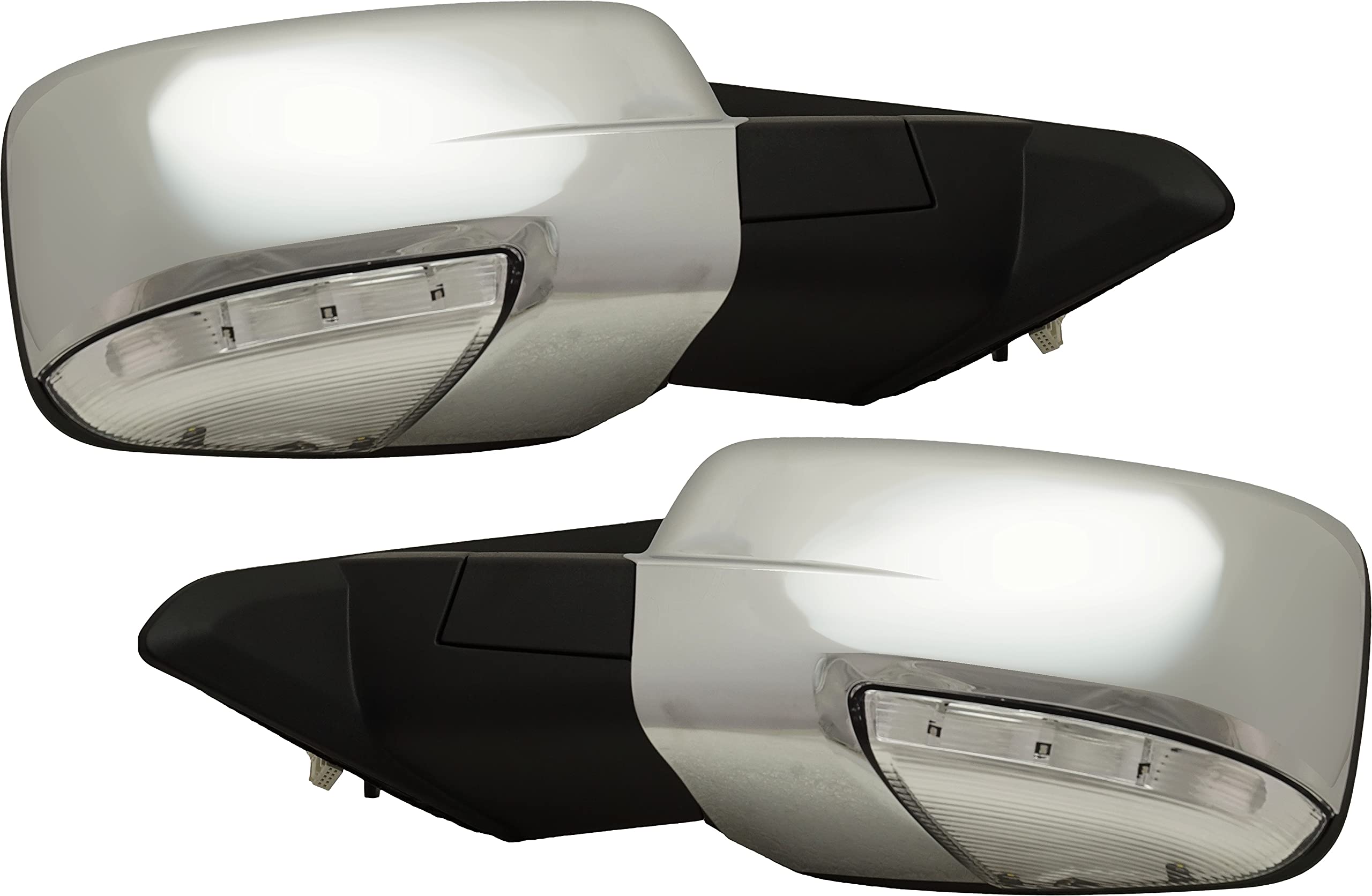 Kool Vue Driver & Passenger Side Power Heated Mirrors for Ram 1500 2500 2014-2018 Power Fold With Signal Light & Puddle Lamp Chrome