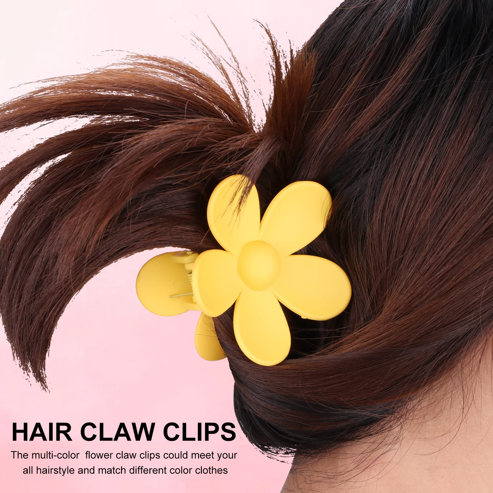 AYBLOOM Flower Hair Clips for Thick Hair - 12 PCS Large Matte Jaw Clips with Strong Hold, Daisy Accessories for Women