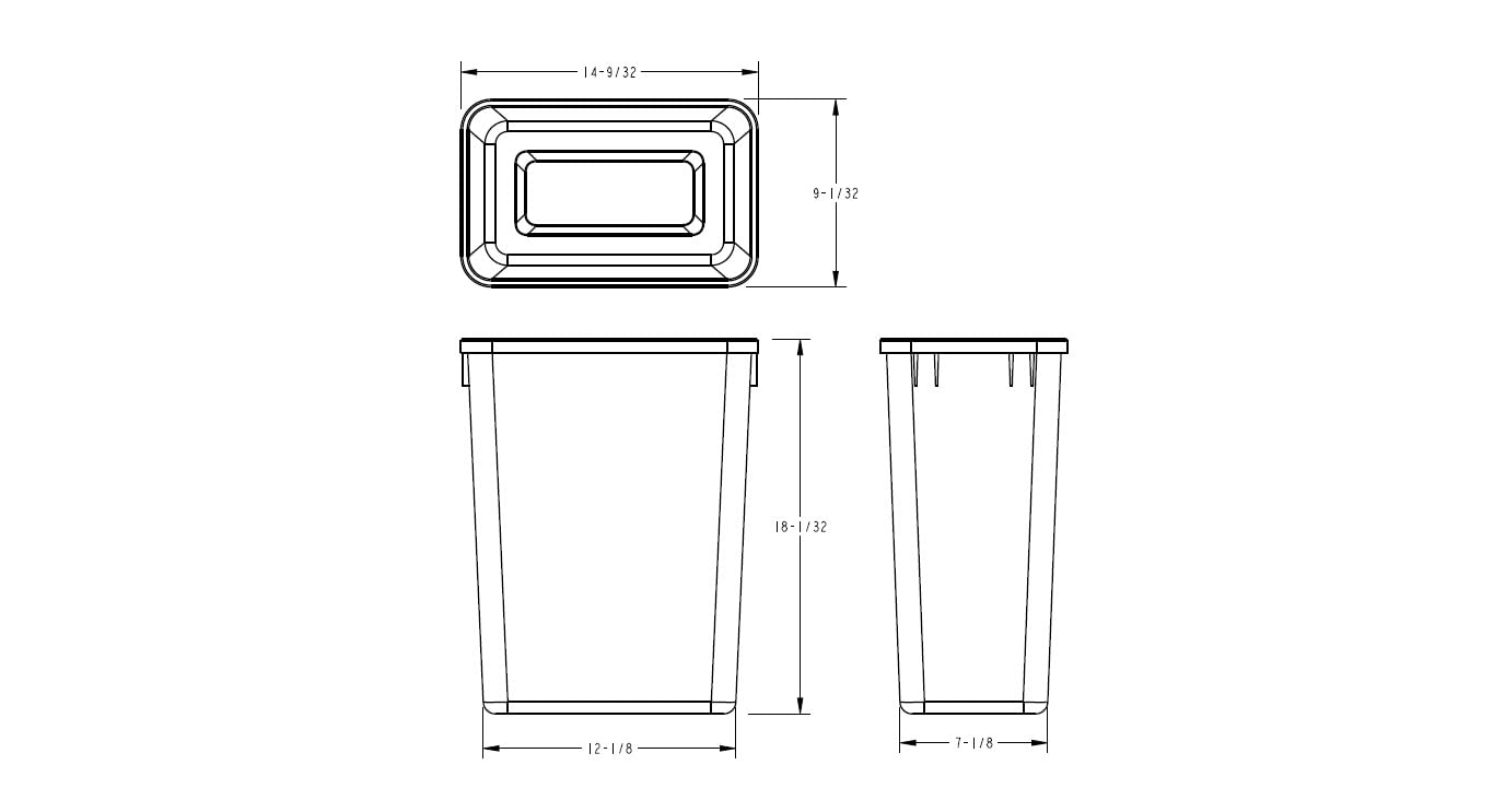 Hardware Resources Plastic Trash Can - Indoor Garbage Bin for Kitchen, Home, Office & Commercial Use - Large Waste Disposal Tub, CAN-35GRY Plastic Waste Container- 35-Quart (8.75-Gallon), Grey, 4 PCS