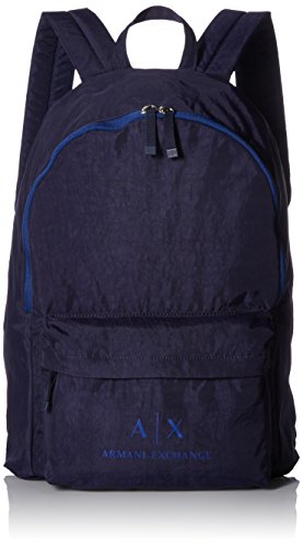 A|X ARMANI EXCHANGE mens Crinkle Nylon Backpacks, Dark Sea/Dark Sea, UNI US