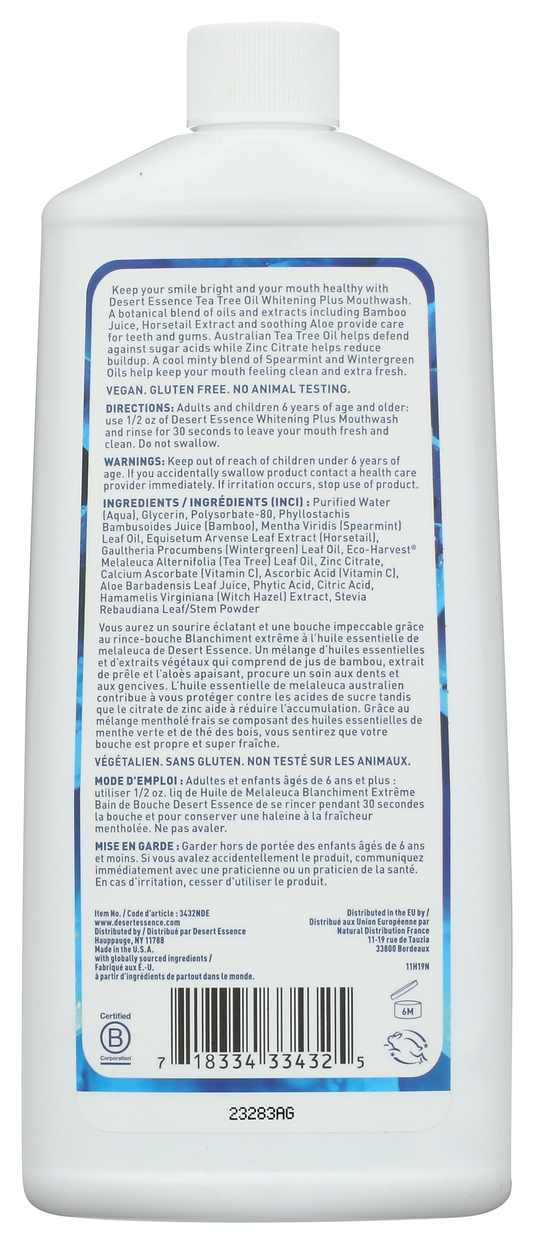 Desert Essence Mouthwash, Tea Tree Whitening Mint, 16 Fluid Ounce
