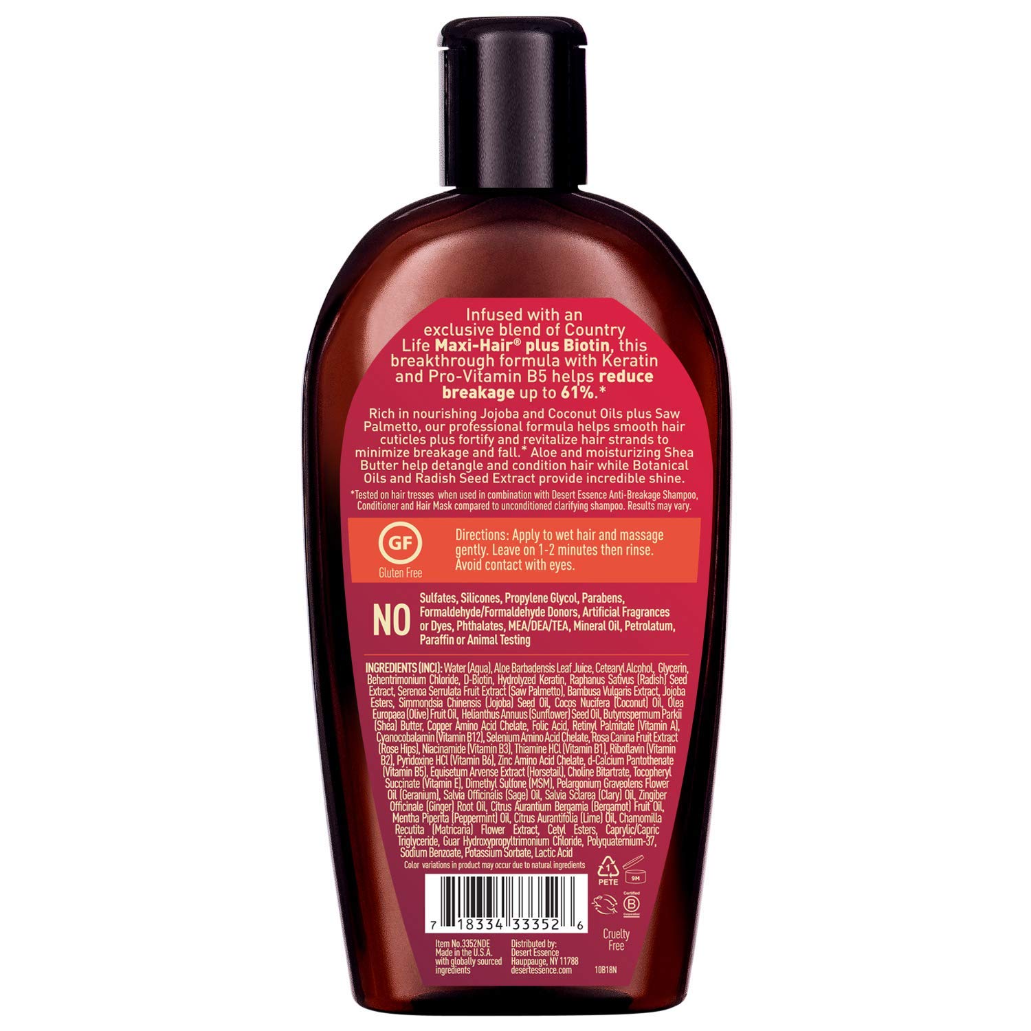 Desert Essence Maxi Hair Plus Biotin Anti-Breakage Conditioner - 10 Fl Oz - Jojoba & Coconut Oils - Promotes Breakage Reduction