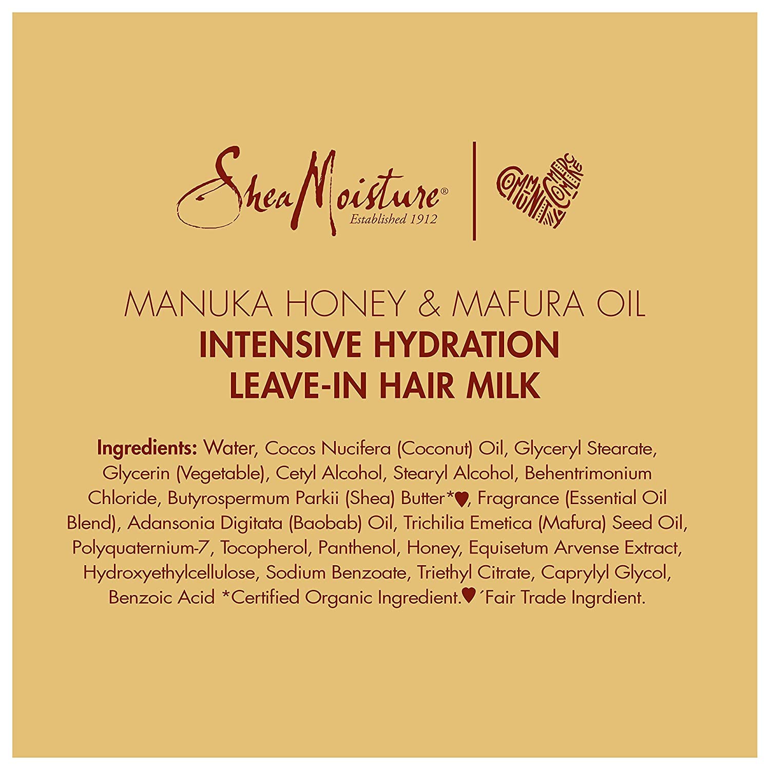 Shea Moisture Manuka Honey and Mafura Oil Intensive Hydration Leave-In Milk for Unisex, 8 Ounce