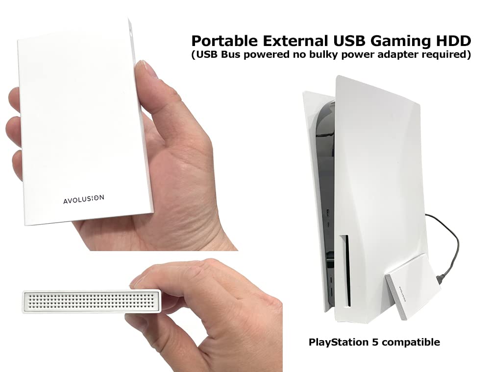 Avolusion HD250U3-WH 500GB USB 3.0 Portable External Gaming Hard Drive - White (for PS4 / PS5, Pre-Formatted) - 2 Year Warranty (Renewed)