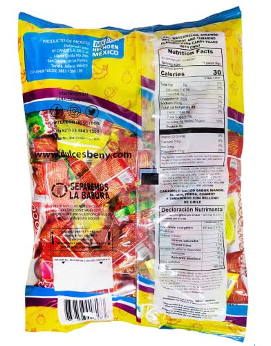 Beny Locochas Hard Sugar Candy with chili powder center MIX FLAVORS 1lb .093 oz bag 60 PCS