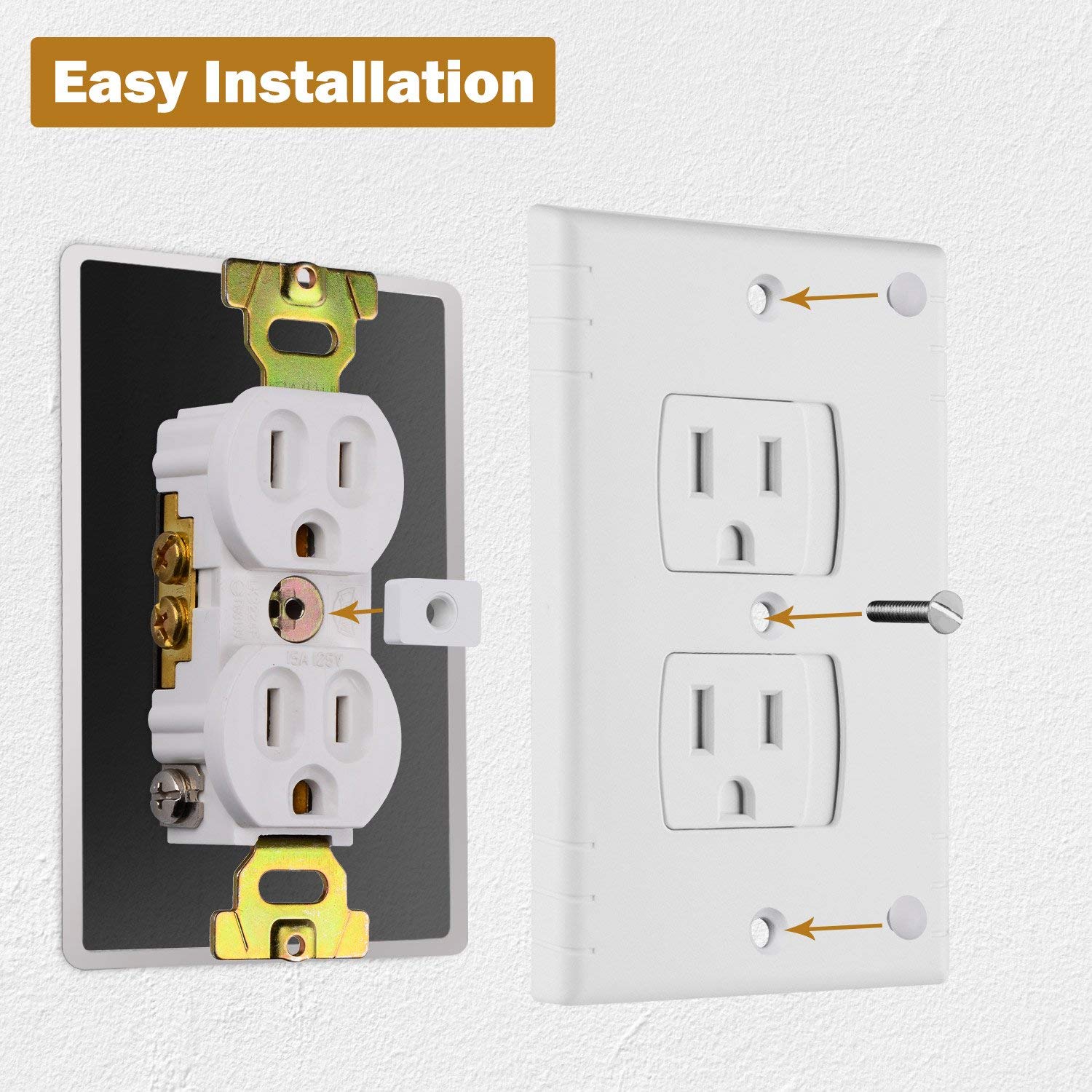 A&S Creavention Self Closing Electrical Wall Outlet Covers, Child Proof Safety Universal Wall Socket Plugs, Automatic Sliding Cap Cover Standard Wall Outlet Plate (8 Pack)