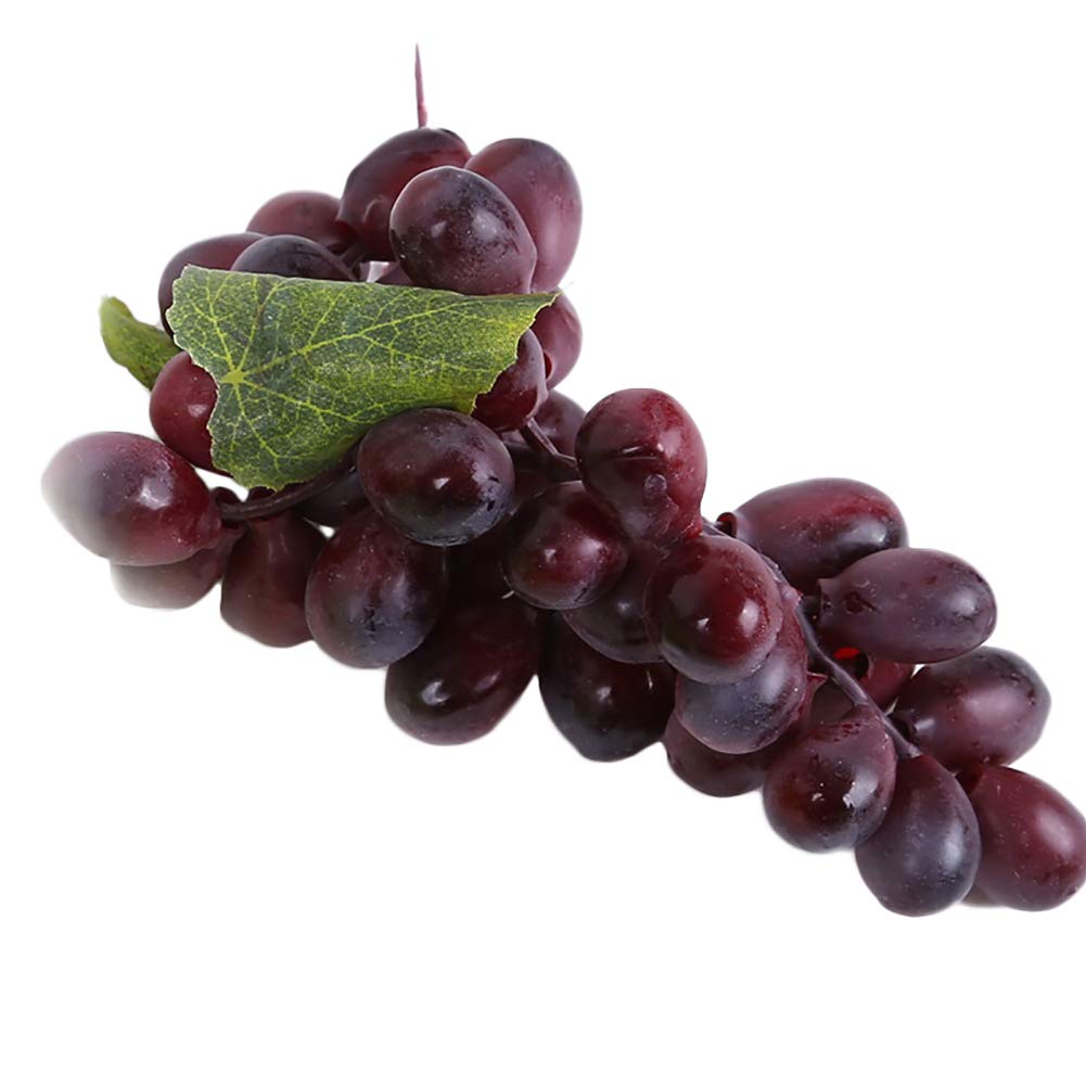 Aland-1 Bunch Fake Grape Artificial Plastic Lifelike Faux Fruit Home Garden Decoration - Purple
