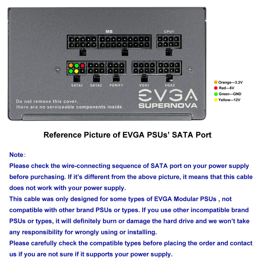 COMeap Molex Power Cable for EVGA PSUs, 6 Pin to 3X 4 Pin Molex Hard Drive Adapter Splitter for Some Specific Types of EVGA Power Supply 20-in(50cm)