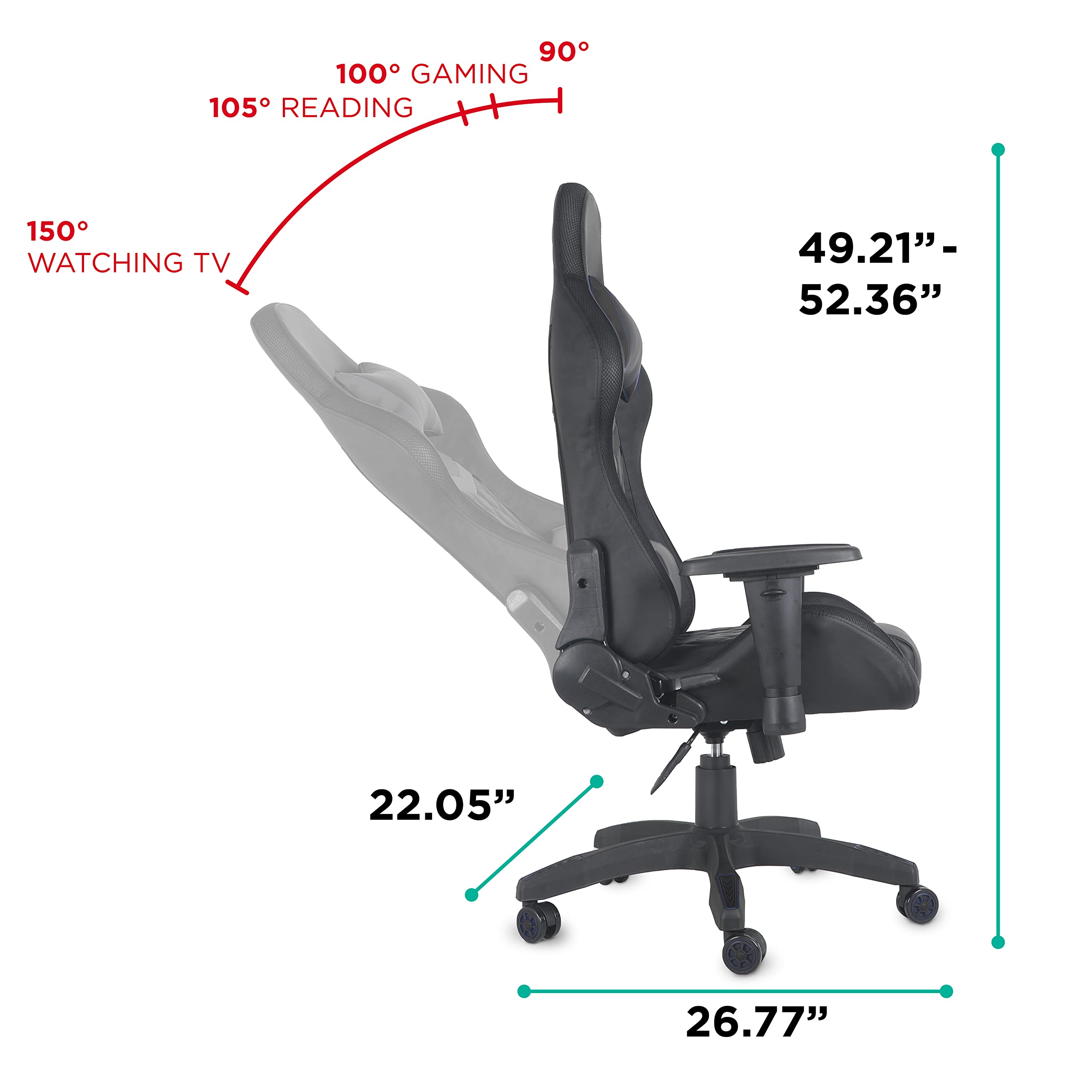 Comfty RGB LED Reclining Diamond Quilted Black Leather Racing Gaming Pillows & Remote Control Chairs, Multicolor