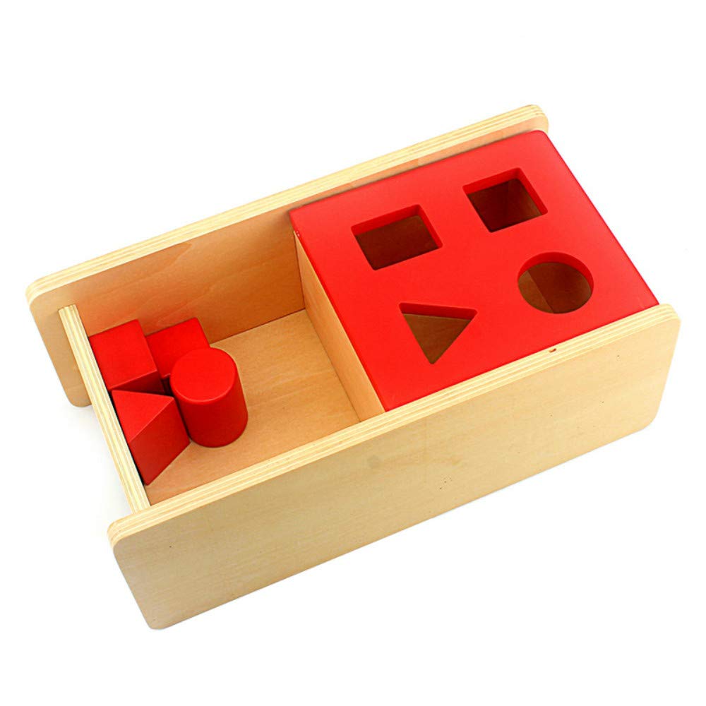 DANNI Montessori Baby Imbucare Box with Flip Lid 4 Shapes Wood Learning Educational Preschool Training Children Practical Life Skills Toy