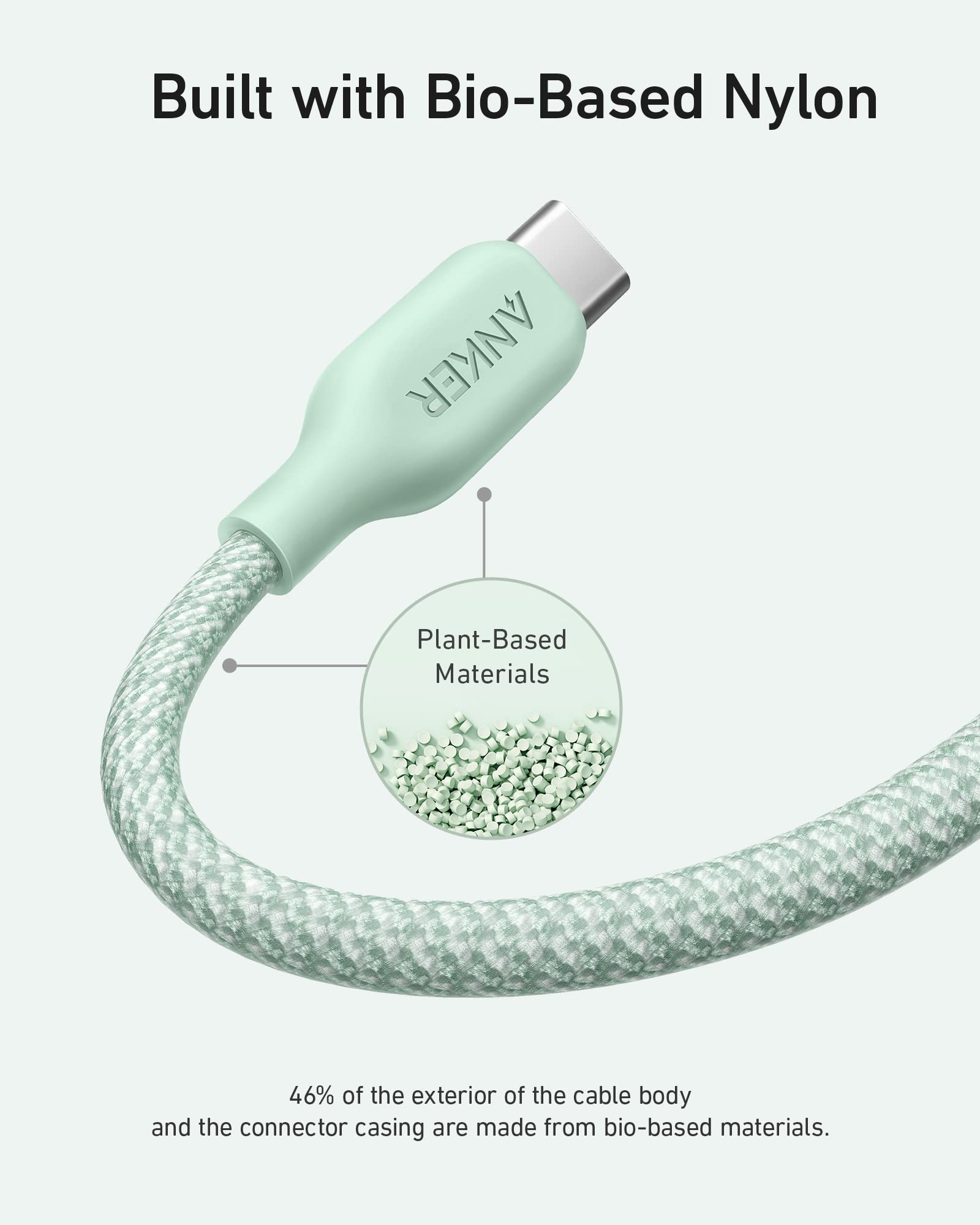 Anker USB-C to Lightning Cable, Anker 541 Bio-Nylon Cable (6ft), MFi Certified, Bio-Based Fast Charging Cable & Anker USB C GaN Charger 30W, 511 Charger (Nano 3), Foldable PPS Fast Charger(Green)