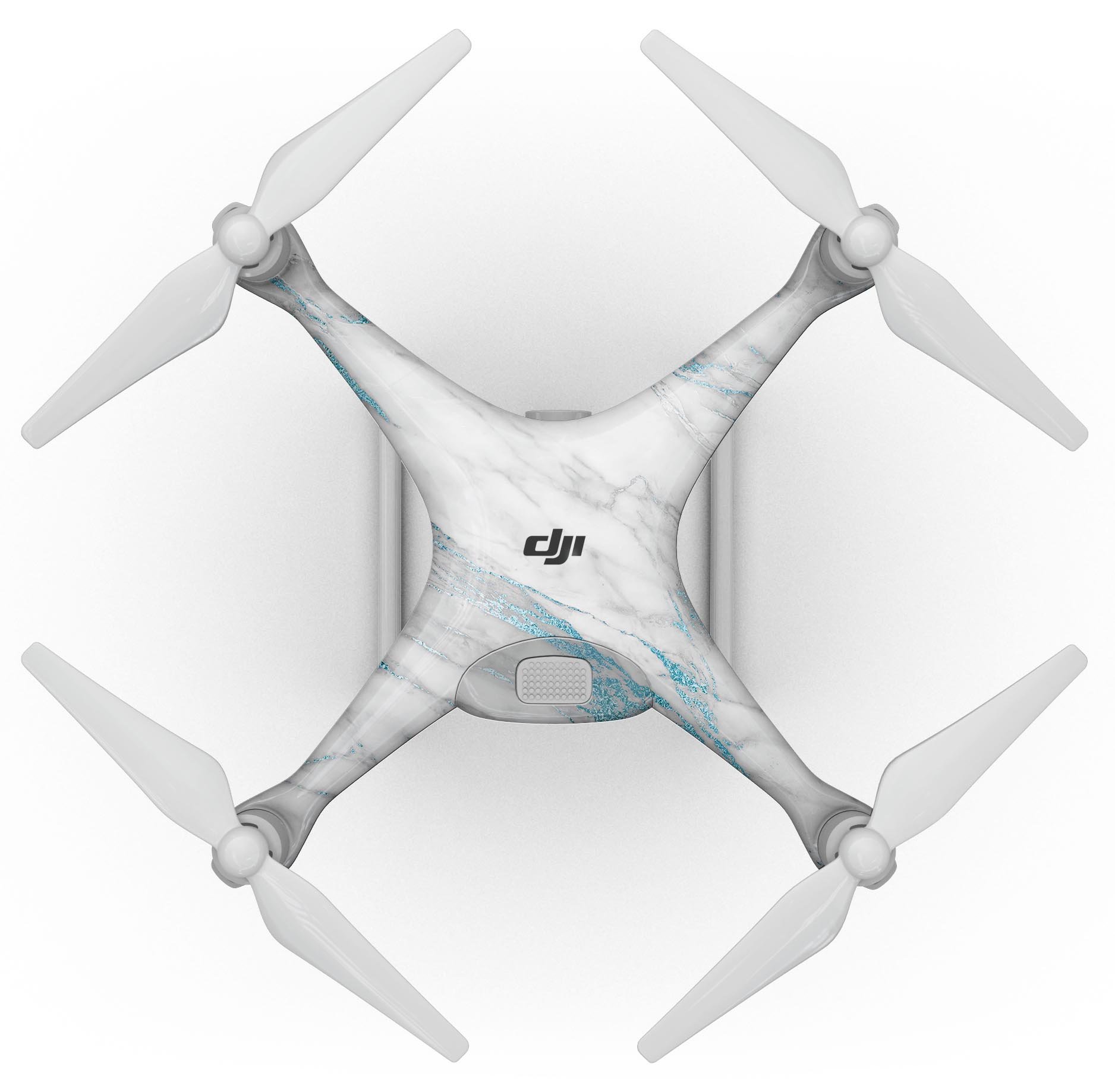 Design Skinz Design Skinz Marble & Digital Blue Frosted Foil V8 Full-Body Wrap Decal Skin-Kit Compatible with The Drone DJI Phantom 3/Phantom 3 Pro