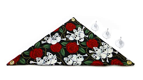 Hammock for Bearded Dragons, Skulls and Roses Fabric with Suction Cup Hooks
