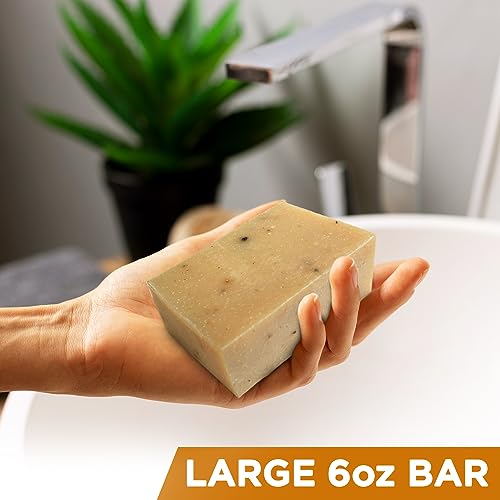 Organic Turmeric Soap with Clove Bud (Large 6 Ounce) - Long Lasting Rich Creamy Lather - Face & Body Wash Bar - Bright Beautiful Natural Glowing Skin