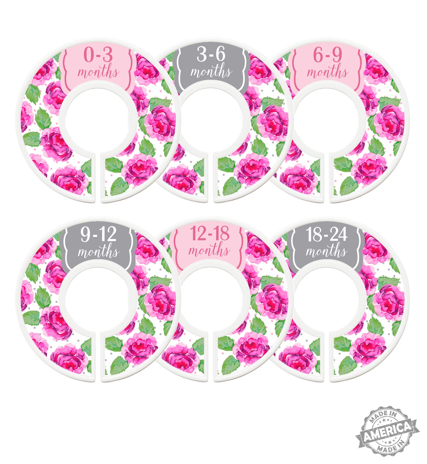 Modish Labels Baby Clothes Size Dividers, Baby Closet Organizers, Size Dividers, Baby Closet Organizers, Closet Dividers, Clothes Organizer, Nursery, Girl, Boho, Flowers, Roses, Dots (Baby)