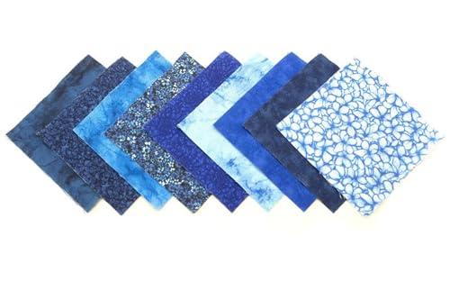 90 Pcs Fabric Strips Cute, Beautiful 100% Cotton Fabric Quilt Blue Tone-on-Tone, Width 5 inch Length 5 inch, Gift It's All Blue pre-Cut Charm Pack Squares, DIY Blanket