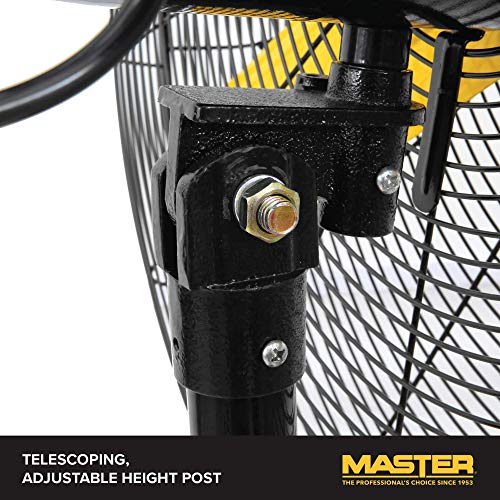 Master 24 Inch Oscillating Industrial High Velocity Pedestal Fan - Direct Drive, All-Metal Construction with OSHA-Compliant Safety Guards, 3 Speed Settings (MAC-24POSC)