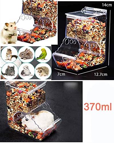 Hamster Automatic Feeder Dispenser for Small Animal Rhamster Ferret Bunny Rabbit Pig Hedgehog Bird Feed Pets, Mini Auto Food Feeding Cage Water Bowl for Vacation(1pcs Feeder+1pcs Water Bowl(Blue)