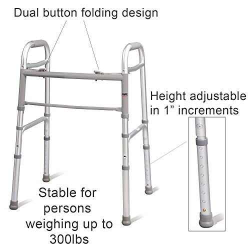 Carex Lightweight Folding Walker for Seniors, Adult Walker, Portable Medical Walker with Adjustable Height, 30-37 Inches, Senior Walker and Walker for Adults, Foldable