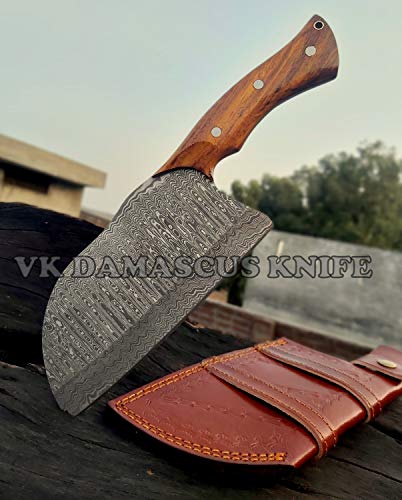 Handmade Damascus Cleaver Chopper Serbian chef knife kitchen knife fixed blade Knife 11.5 Inches with sheath VK5518