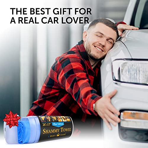 Premium Chamois Cloth for Car Drying - 26βx17β - Super Absorbent Reusable Shammy Towel for Car + Storage Tube - Scratch-Free Car Drying Shammy