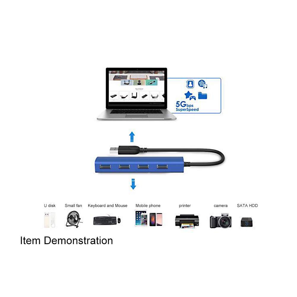 USB 3.0 4-Port Hub Adapter,WAVLINK Slim Aluminum Hub with 4 Port USB 3.0,Compatible with MacBook, Laptop, Surface Pro, PS4, PC, Flash Drive, Mobile HDD