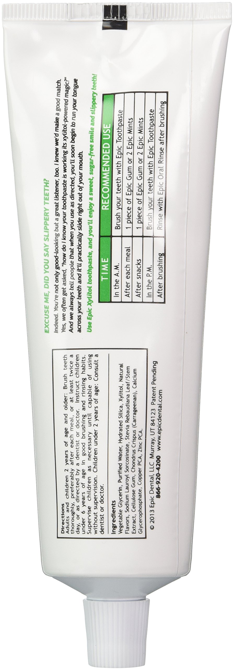 Epic Dental Kid Safe Xylitol Sweetened Spearmint Toothpaste Fluoride-Free 4.9 oz