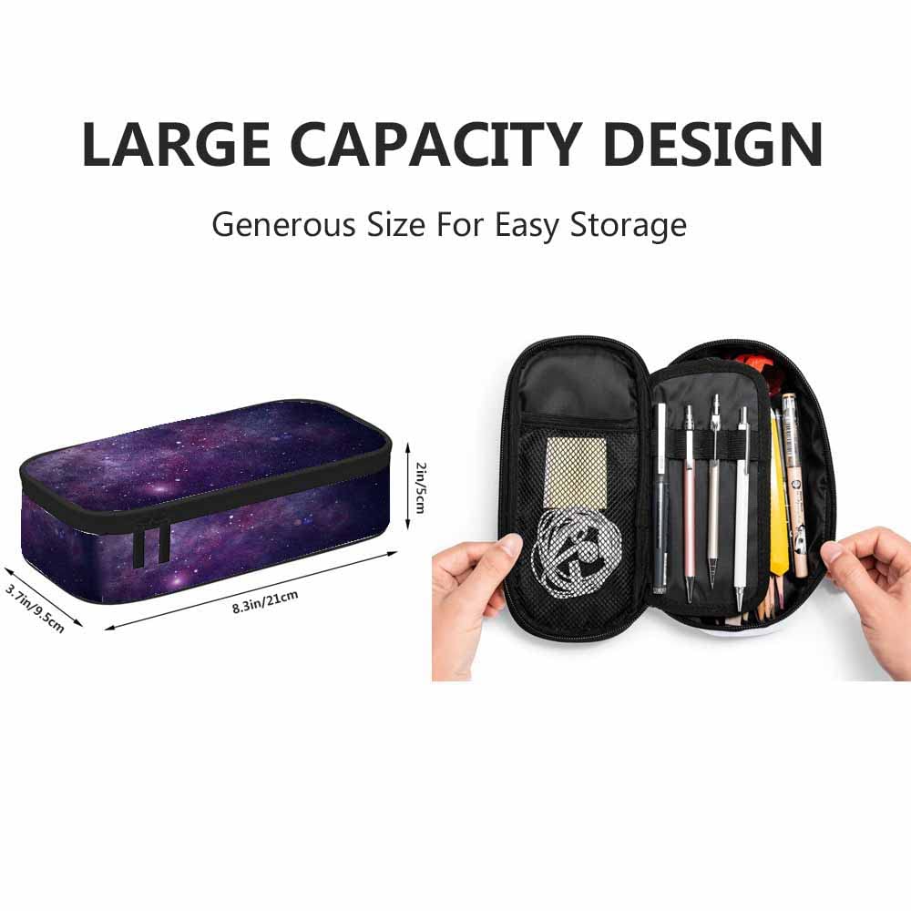 Yekiua Eggplant Sky Pencil Case Organizer Space Star Constellations Gloomy Atmosphere Heavenly Bodies College Office Big Capacity Pencil Bag