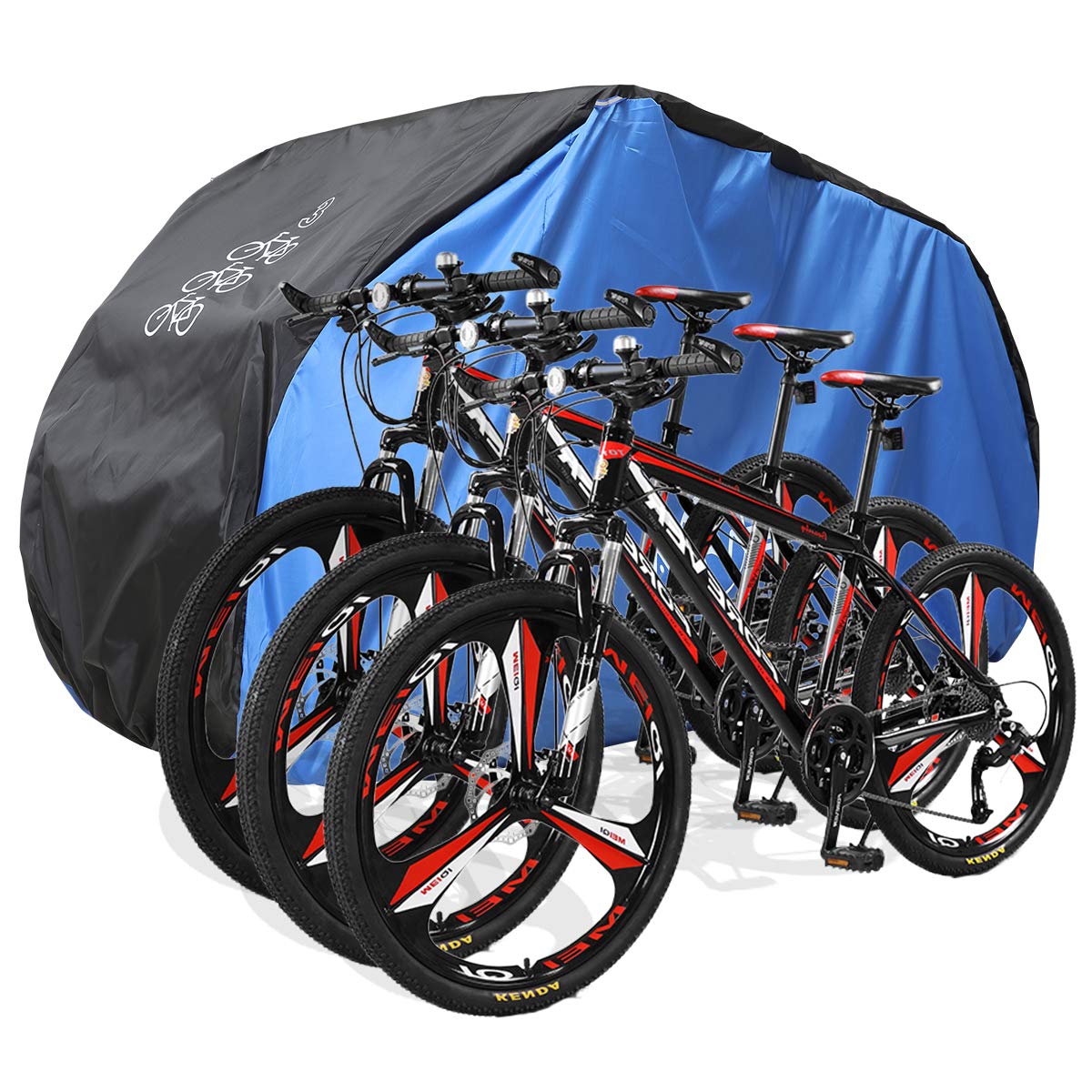 Aiskaer Bike Cover for 2 or 3 Bikes Outdoor Waterproof Bicycle Storage with Lock Hole for Mountain Road Electric Bike Heavy Duty Bikes,Bike Tarp Heavy Duty Ripstop Material 210D