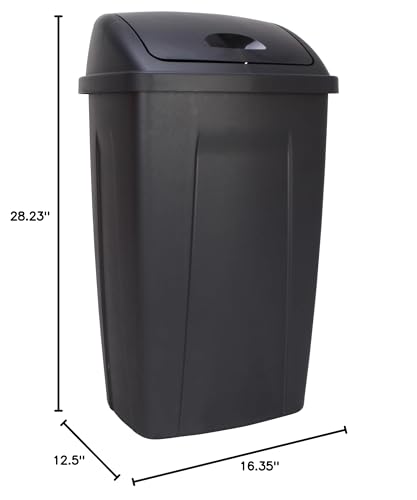 AYOYZ 13 Gallon Trash Can, Plastic Swing Top Kitchen Garbage Trash Can, Black