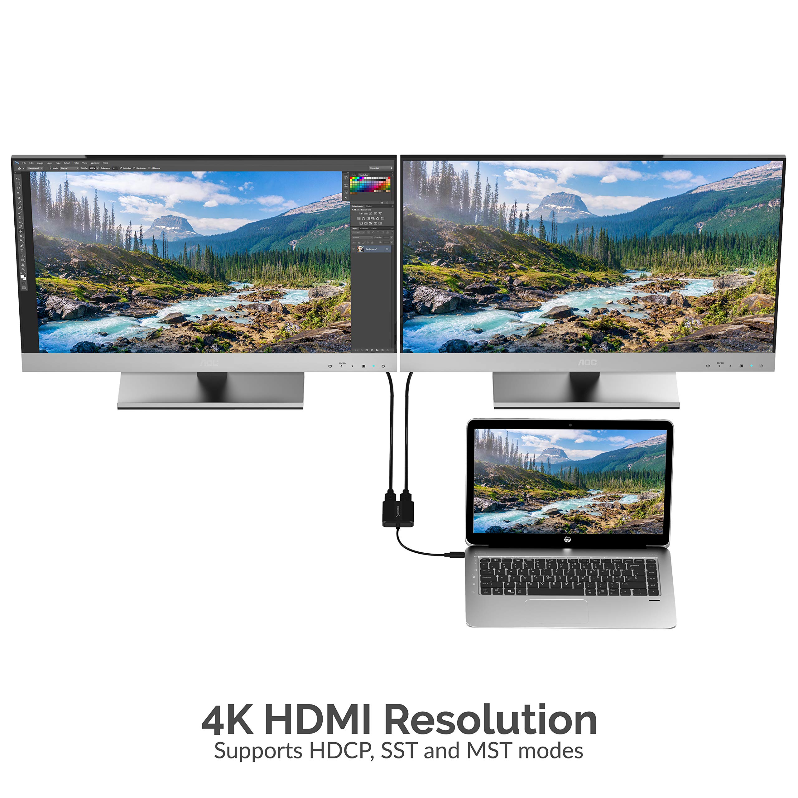 SABRENT USB Type C Dual HDMI Adapter [Supports Up to Two 4K 30Hz Monitors, Compatible with Windows Systems Only] (DA-UCDH)
