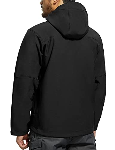 FREE SOLDIER Softshell Hiking Warm Hunting Tactical Waterproof Winter Jacket for Men(Black,3XL)