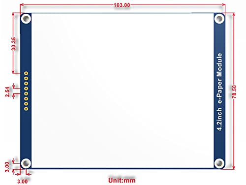 waveshare 4.2inch E-Ink Display Module Compatible with Raspberry Pi 5/4B/3B/Zero/Zero W/Zero 2W/Pico/Pico W/Pico WH, 400x300 Resolution Three-Color SPI Interface