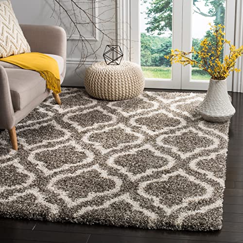 SAFAVIEH Hudson Shag Collection 2' x 3' Ivory/Grey SGH284A Moroccan Non-Shedding Living Room Bedroom Dining Room Entryway Plush 2-inch Thick Accent Rug