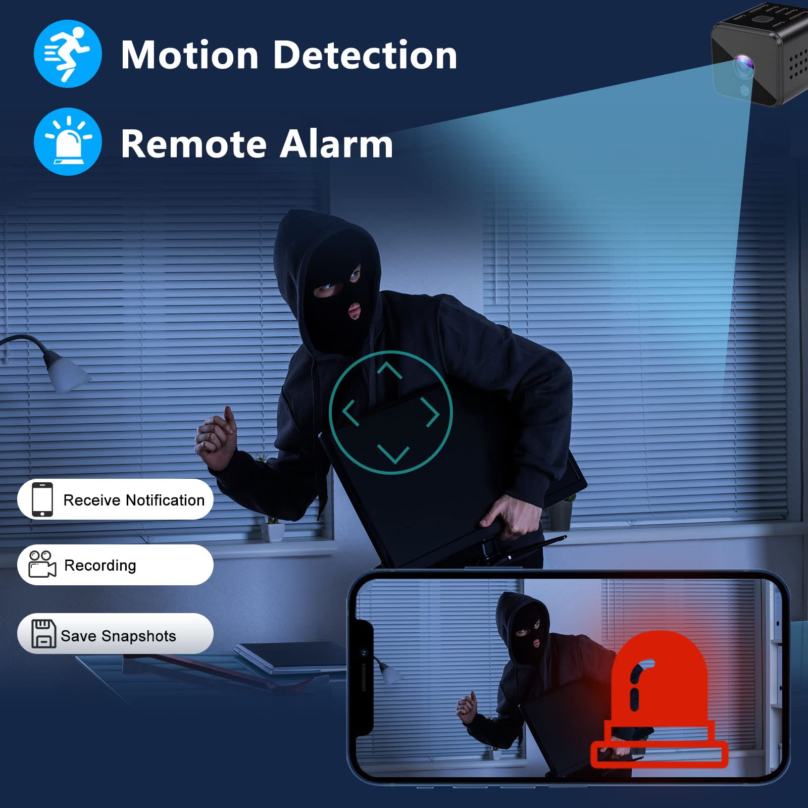 AiTechny Mini Spy Camera 1080P Hidden Camera Portable Security Camera with Phone App, Motion Detection, Night Vision for Indoor with 32GB Micro SD Card (black)