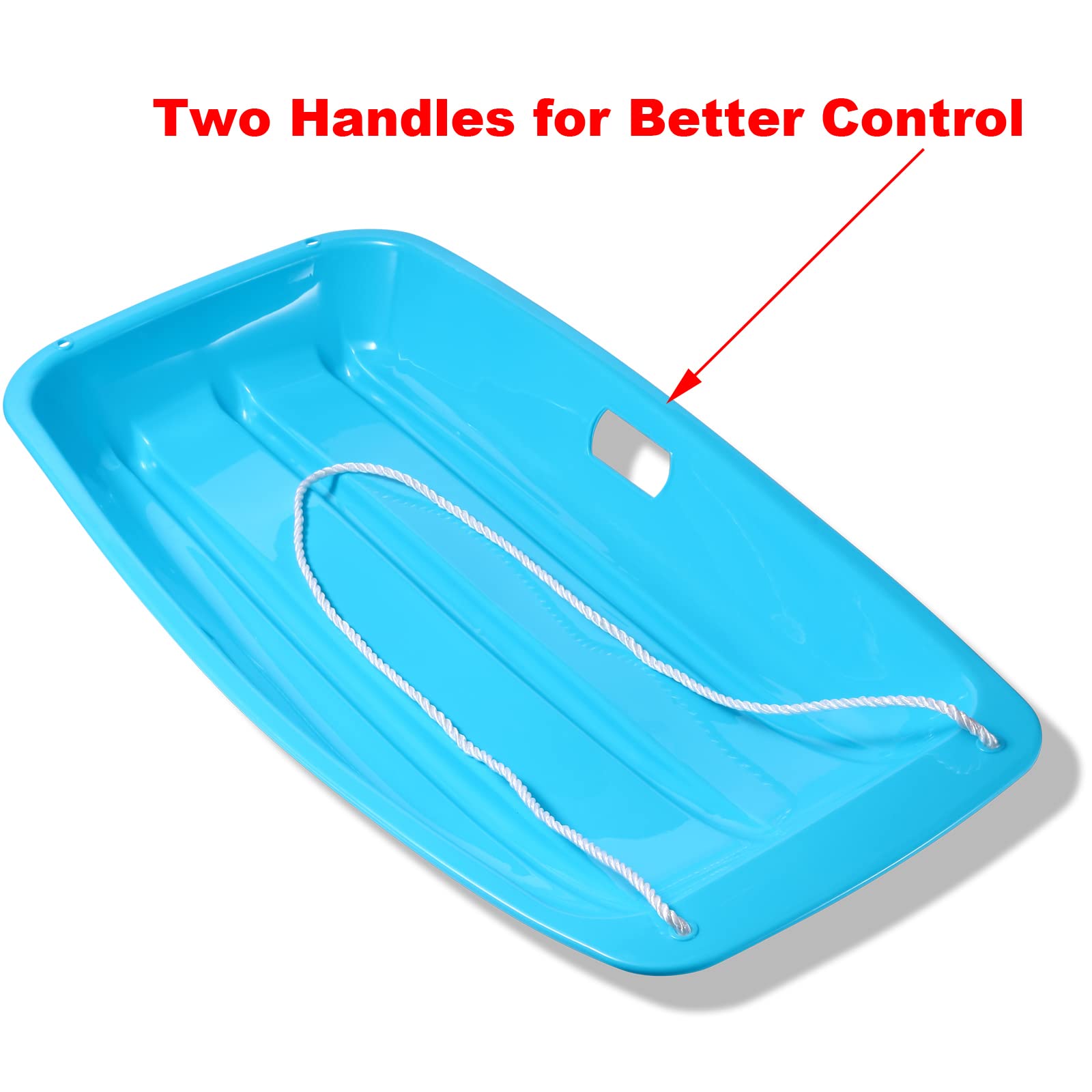 ABK Plastic Snow Sled for Kids and Adults Blue 1-Pack