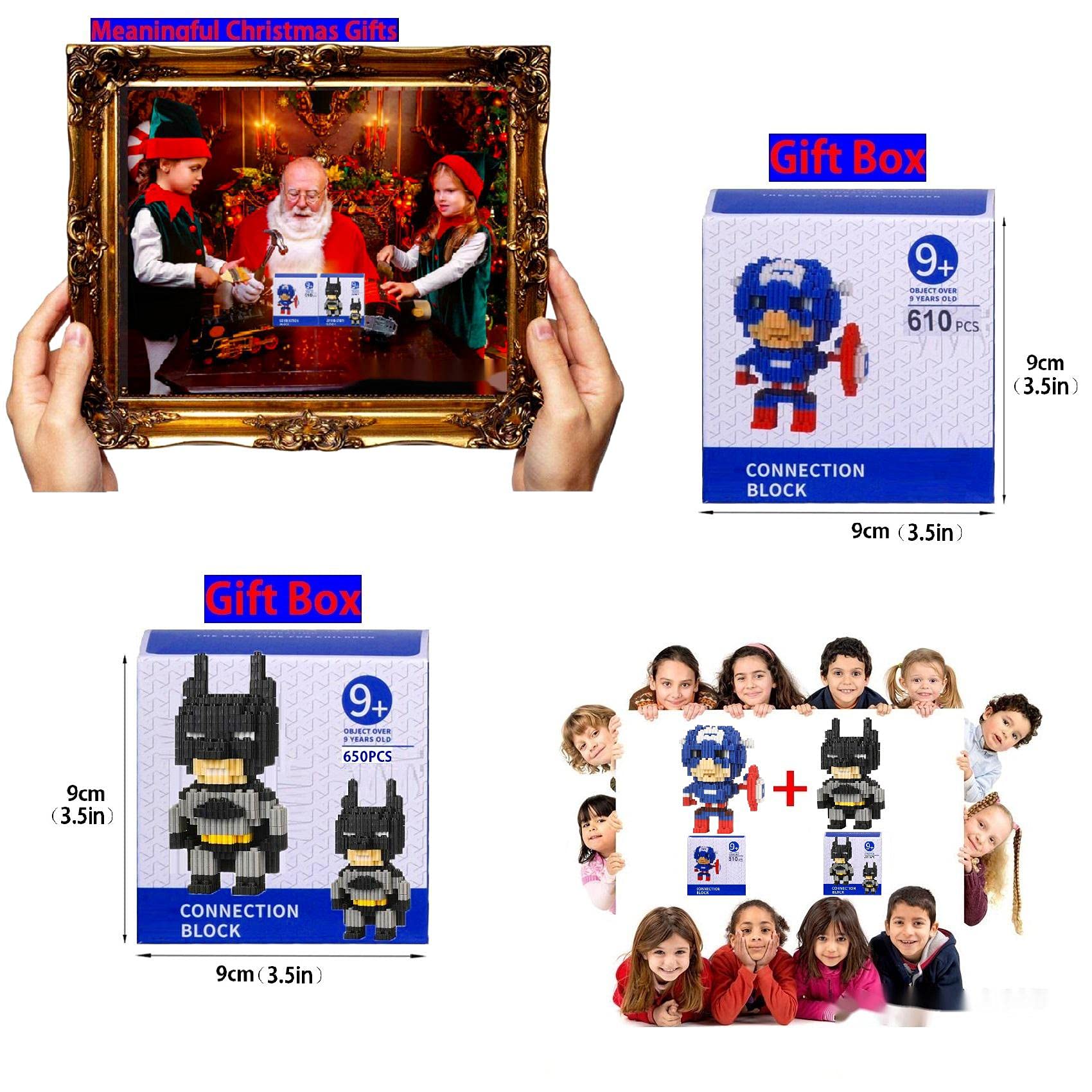 FAIRZOO Superheroes Smart Bricks 2 Boxes β Cap America and Bat Man β Two Gift Boxes in one Package β Totally 1260 Pieces Building Blocks, 3D Puzzle