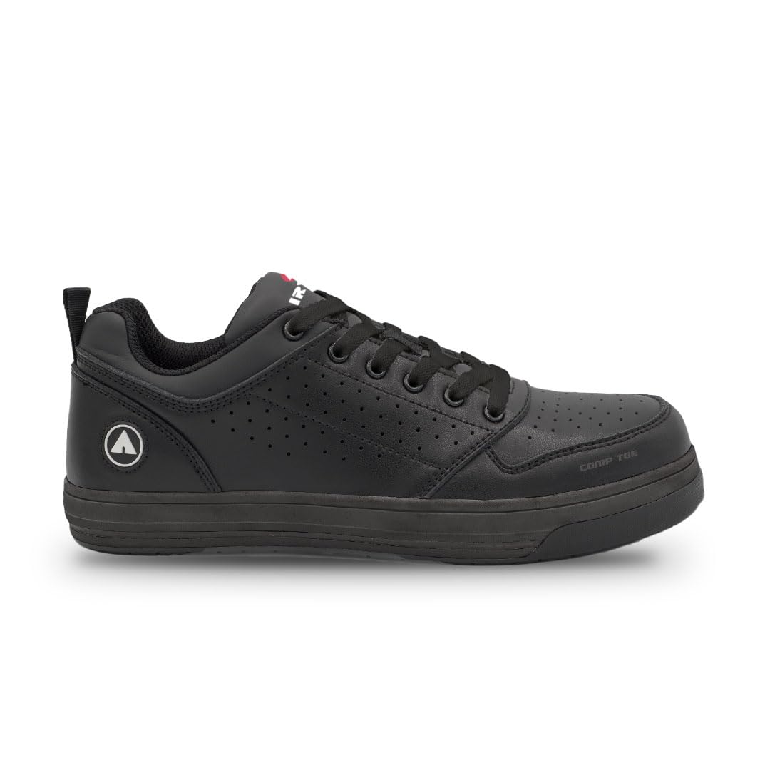 Airwalk Arena Low Top Composite Toe Men’s Industrial Work Shoes, Black/Black, Size 9, Medium, Comfortable & Light Work Shoes for Men, Electric Hazard, Slip Resistant
