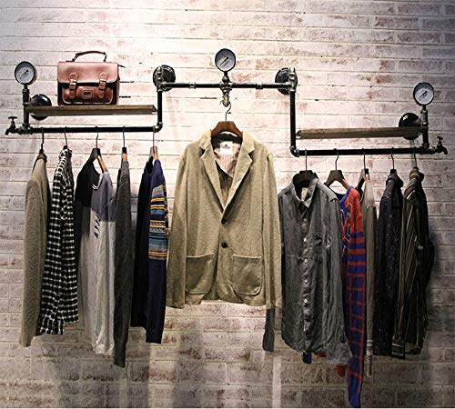 OTUGARE Industrial Pipe Clothing Rack, wall hanging clothes rack, Wood Garment Pipeline Rack for clothing shop and family