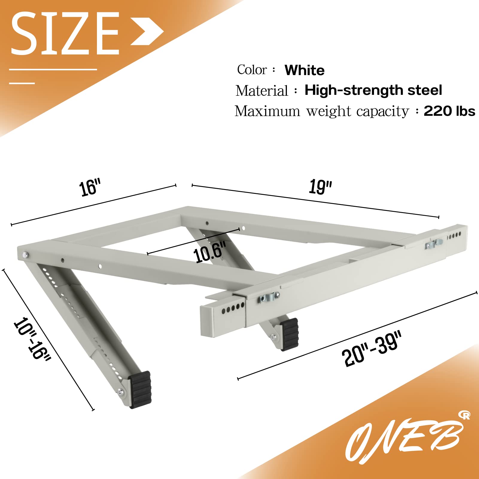 Air Conditioner Support Bracket No Drilling,Easy To Install,Window AC Bracket,Heavy Duty Steel Construction Holds Up To 220 lbs - Fits Most Double or Single Hung Windows