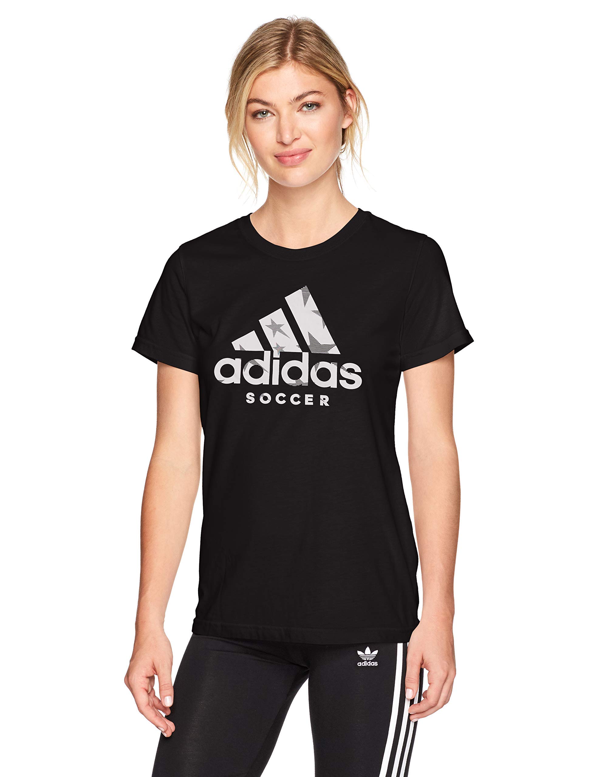 adidas womens Badge of Sport Graphic Tee Black Large