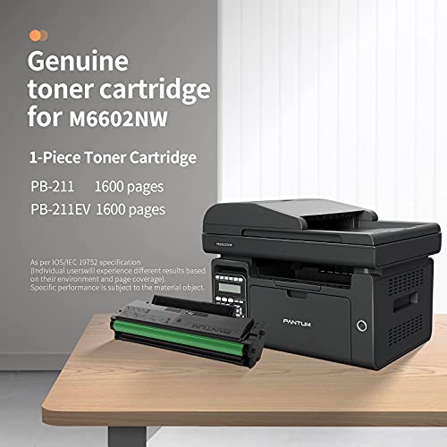 Pantum M6602NW All-in-One Monochrome Laser Printer Copier Scanner Fax with Wireless Ethernet & USB2.0 Capabilities, 150 Pages Paper Input Capacity (V7W99B)