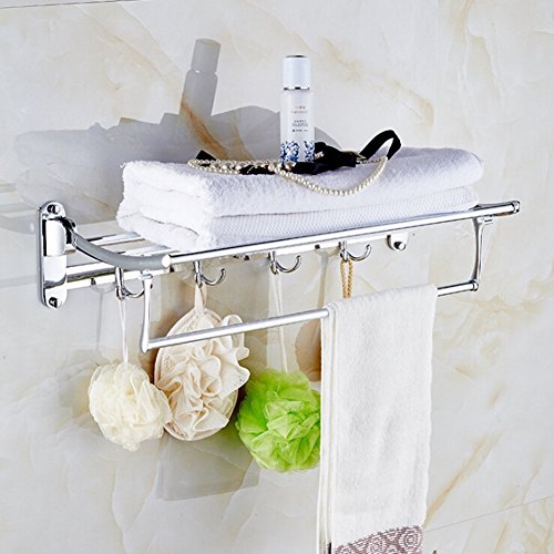 Hamhsin Stainless Steel Wall Mounted Bathroom Towel Rack Brushed Towel Shelf Towel Holder Hotel Rail Shelf Storage Holder (40cm)