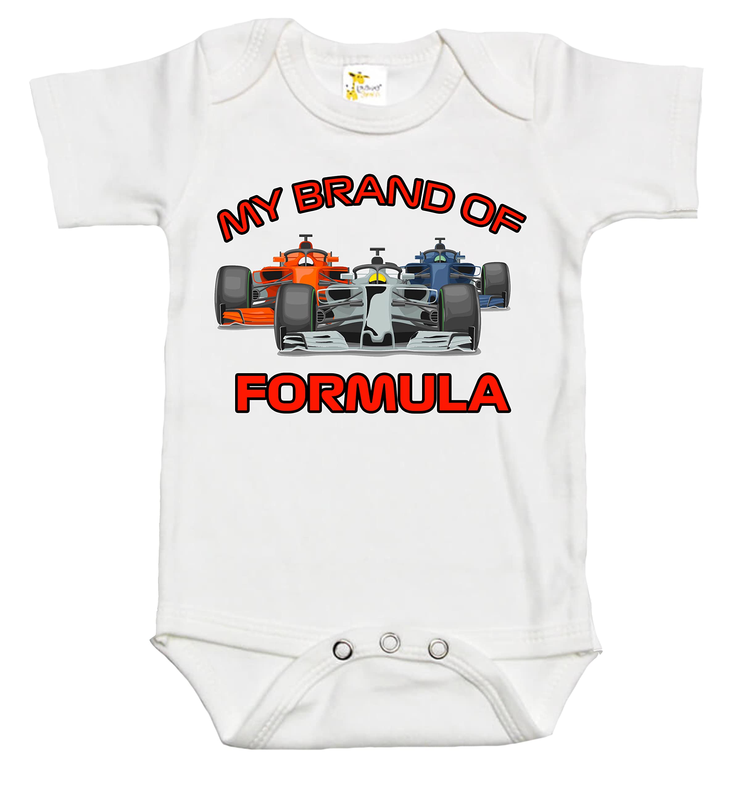 Rapunzie My Brand of Formula Baby Bodysuit Cute Formula 1 Baby Clothes for Infants (0-3 Months, White)