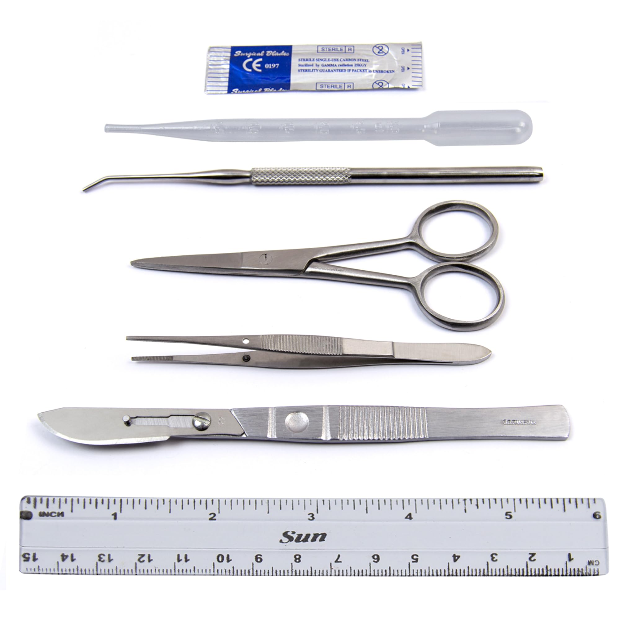 DEXSUR Dissection Kit for Biology Lab & Anatomy - Stainless Steel Scalpel Knife Set for Medical & Veterinary Students, KIT1019-7 Pcs