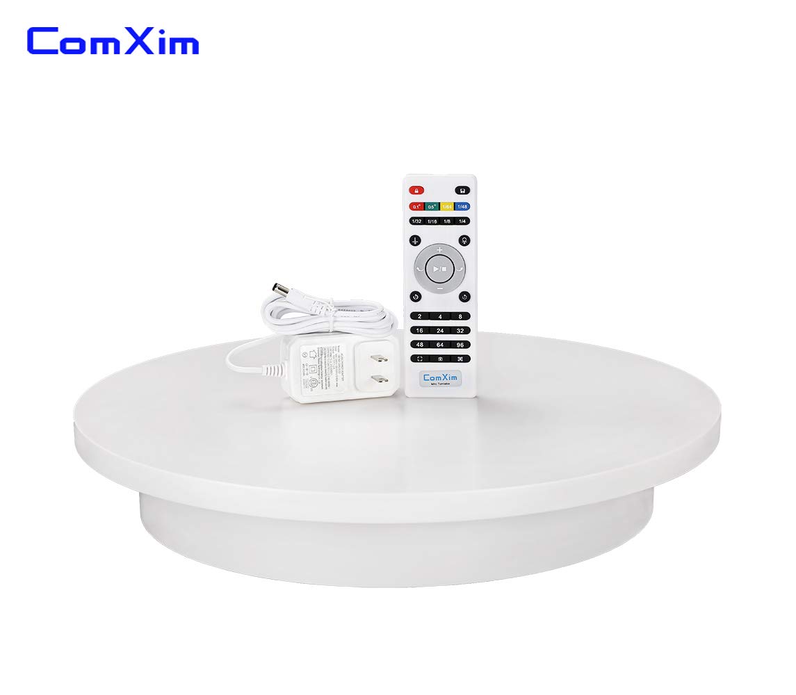 ComXim Professional 360 Degree Photography Turntable for Product Photography, 15.8in(40cm) Diameter,Automatic Remote Control Angle,Speed,Direction, Various Rotation Mode (White)