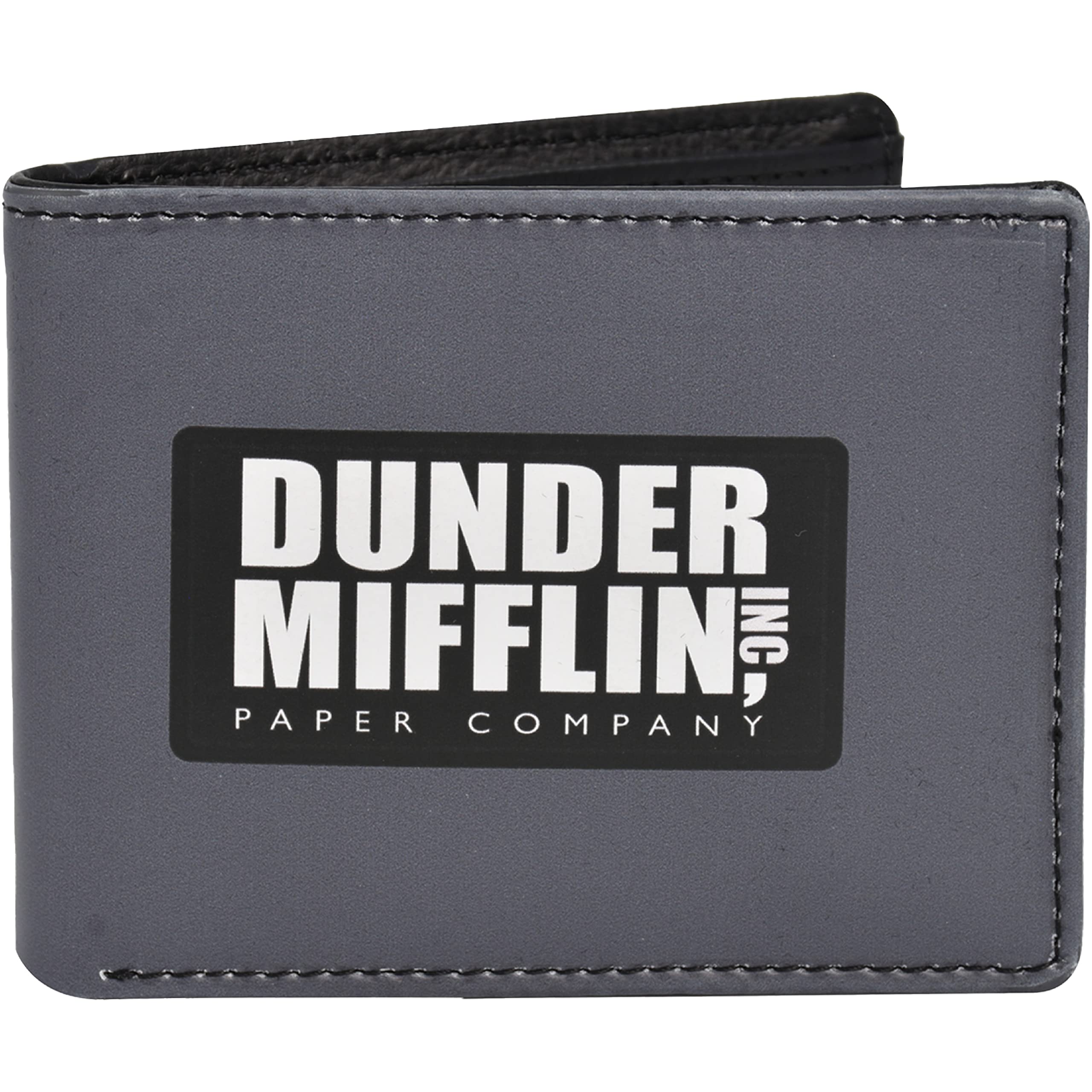Concept One The Office Wallet, Dunder Mifflin Slim Bifold Wallet with Decorative Tin Case for Men and Women, Grey