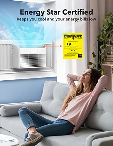 Air Conditioners for Window, Quiet 8000 BTU Window AC Unit with 4 Fan Speeds 5 Modes 24-Hour On/Off Timer,Remote Control Portable and Easy to Set up AC Cooler for Rooms up to 350 sq. ft.