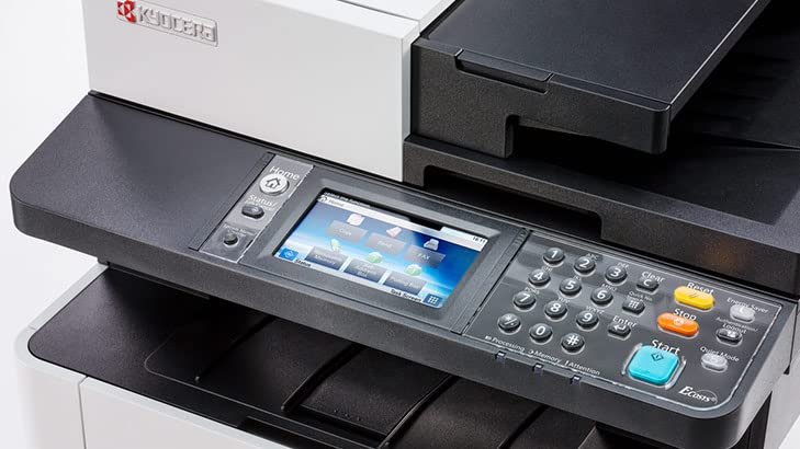 Kyocera ECOSYS M5526cdw All-in-One Color Laser Printer (Print/Copy/Scan/Fax), 27 ppm, Up to Fine 1200 dpi, Gigabit Ethernet, Wireless & Wi-Fi Direct, Standard Duplex, 4.3in Touchscreen Panel, 512 MB